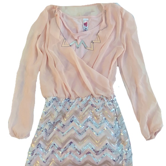 Beautees | Dresses | Beautees Formal Girls Silver Sequin Light Pink ...